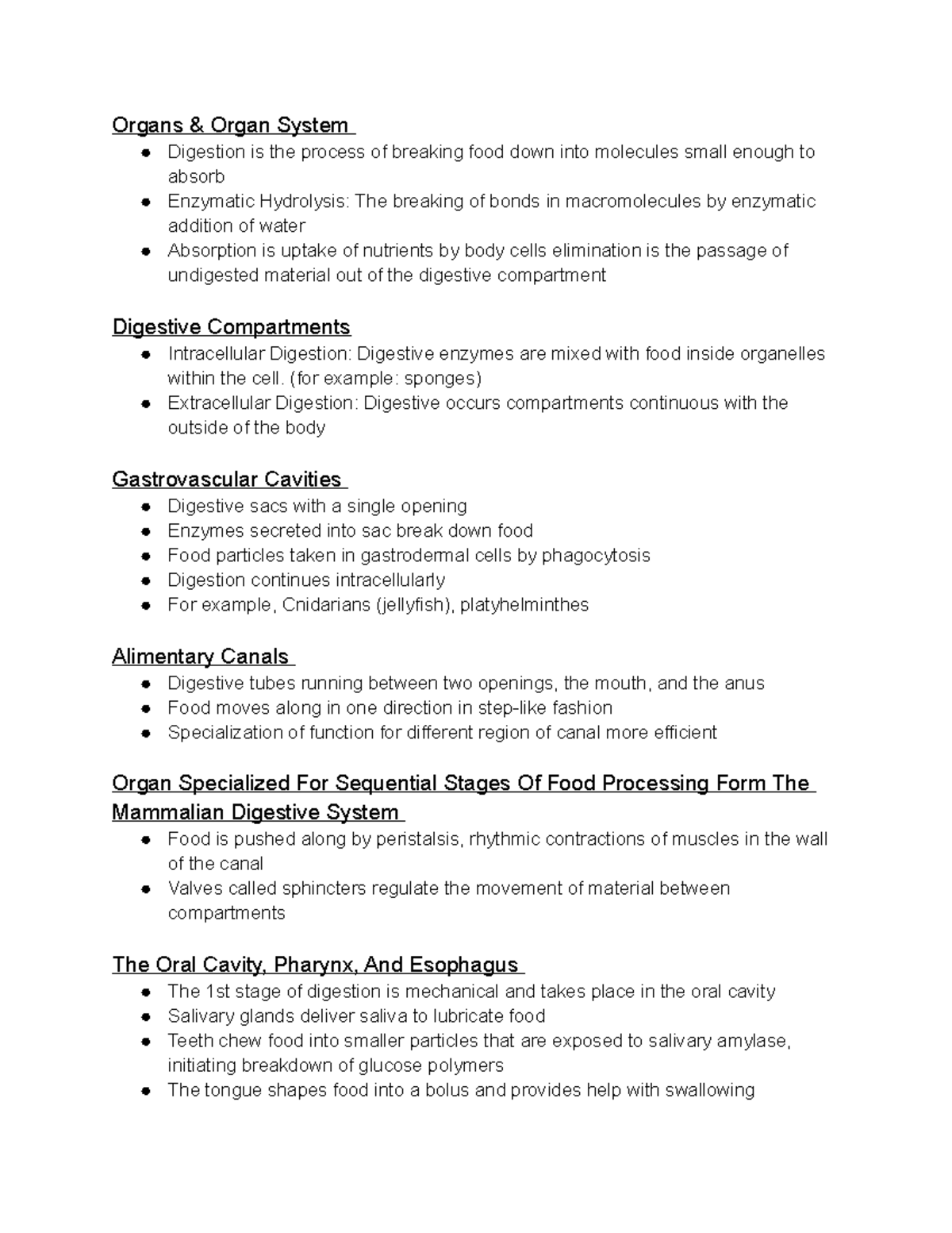 Organs and Organ System Biology Notes - Organs & Organ System Digestion ...