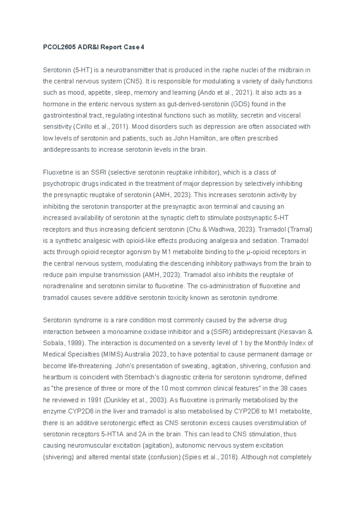 ADR&I Report for PCOL - PCOL2605 ADR&I Report Case 4 Serotonin (5-HT ...