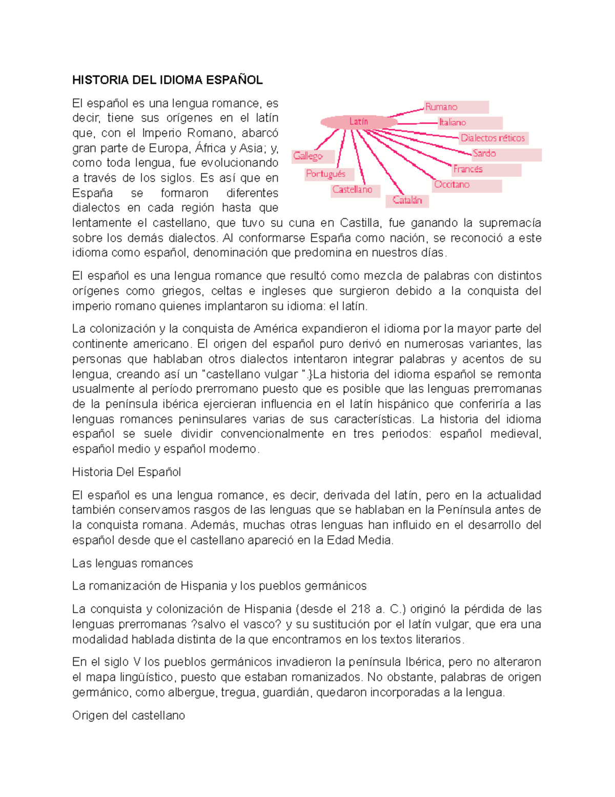 Historia DEL Idioma Español - HISTORIA DEL IDIOMA ESPAÑOL El español es ...