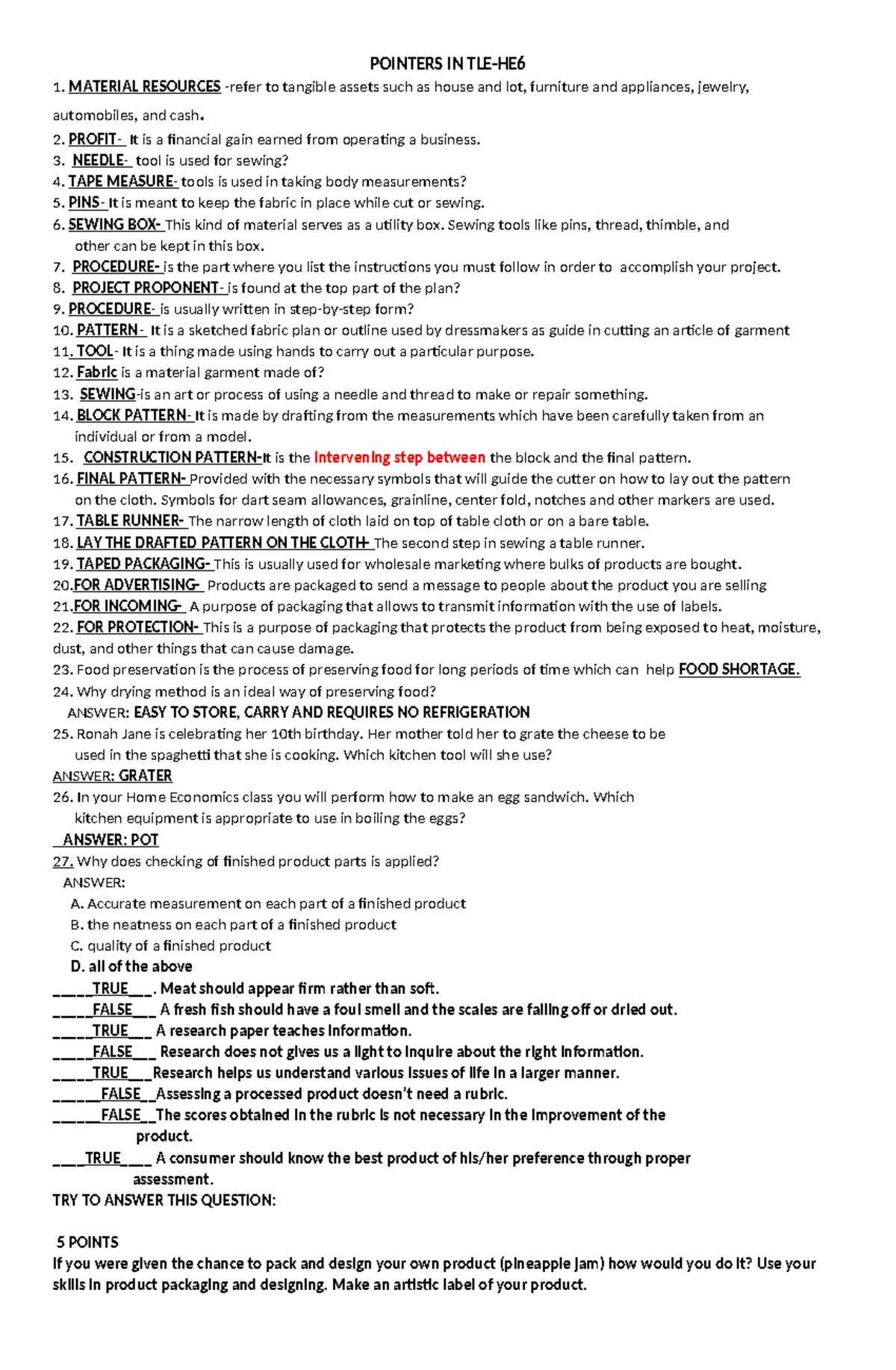 Pointers IN TLE - pointer tle 6 - POINTERS IN TLE-HE MATERIAL RESOURCES -refer to tangible ...