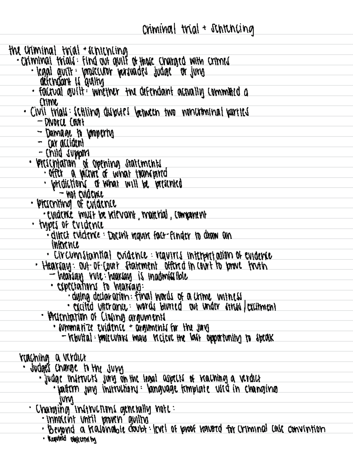 Chapter 9 Notes - Criminal trial and sentencing - criminal trial ...