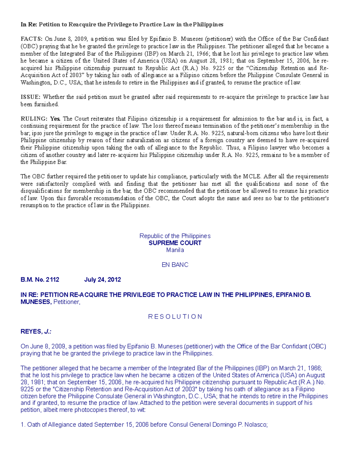 290740195 In Re Petition to Reacquire the Privilege to Practice Law in ...