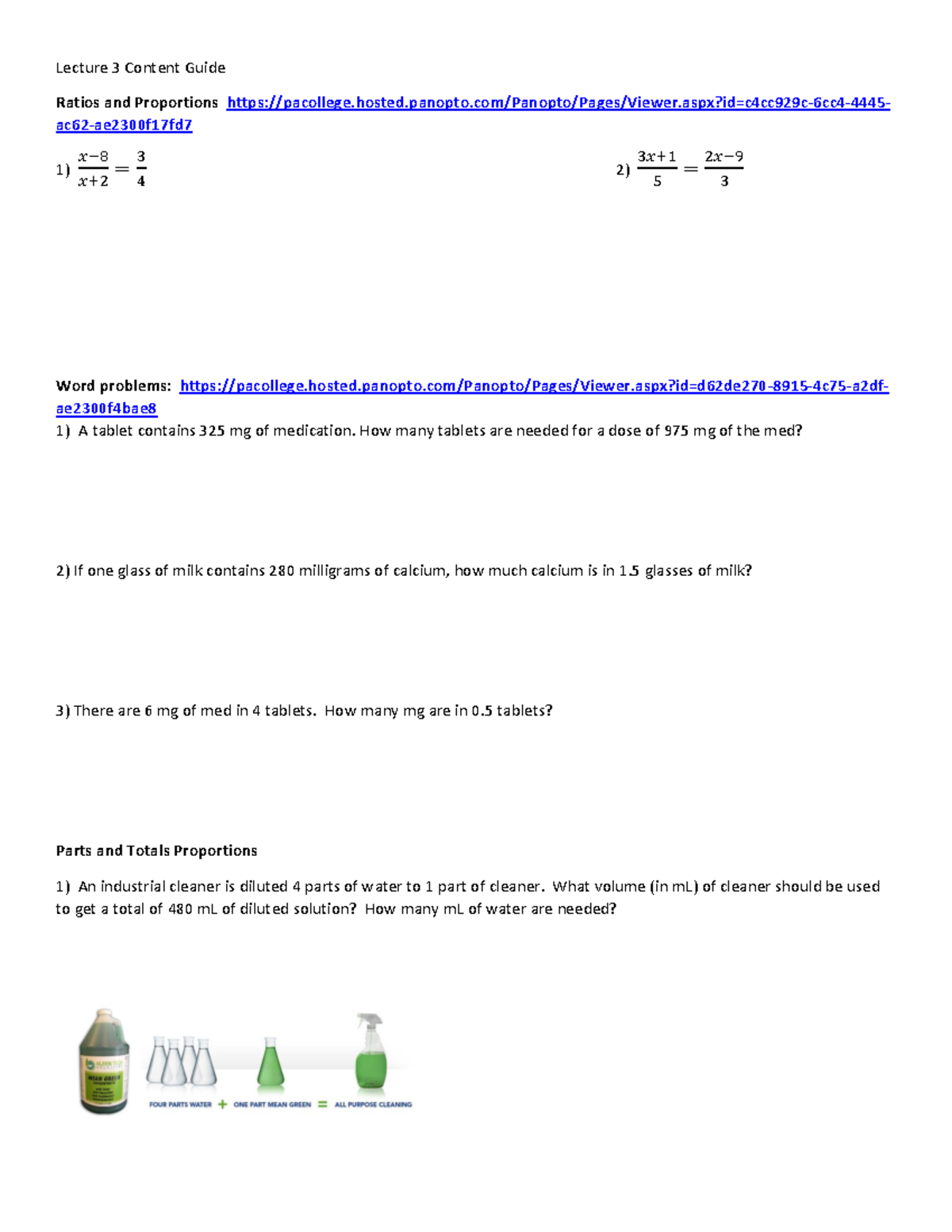 Lecture 3 Content Guide - Lecture 3 Content Guide Ratios and ...
