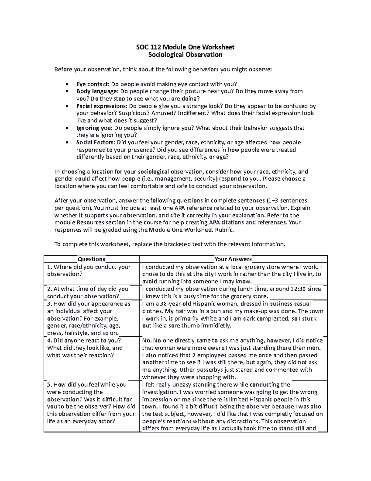 SOC 112 Module One Worksheet - SOC 112 Module One Worksheet ...