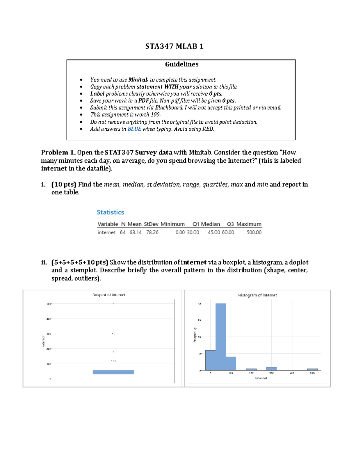 MLAB 1 - This was given to help us further learn how to find the mean ...