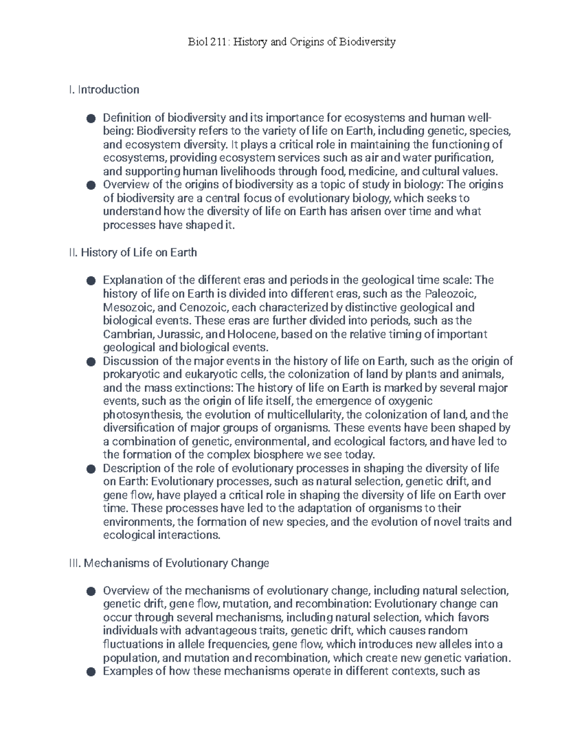 Biol 211 History and Origins of Biodiversity - Introduction Definition ...