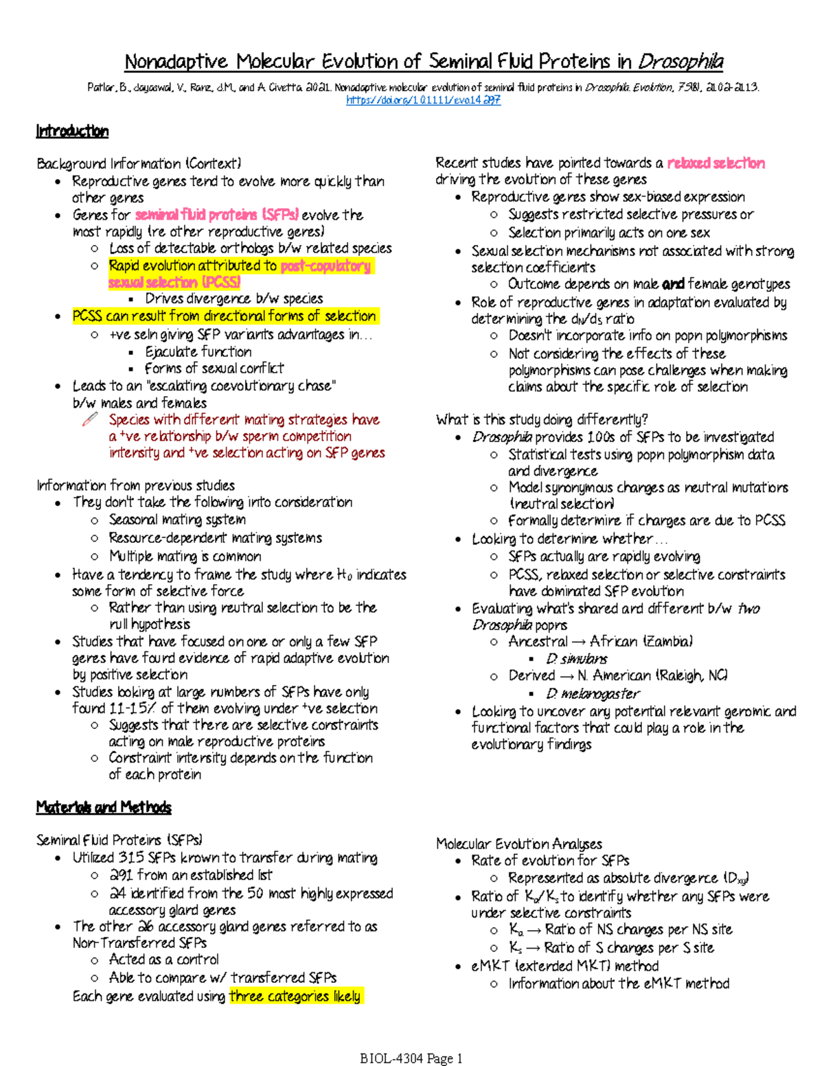 Unit 3 - Nonadaptive Evolution of SFPs (Assigned Reading) - Nonadaptive ...