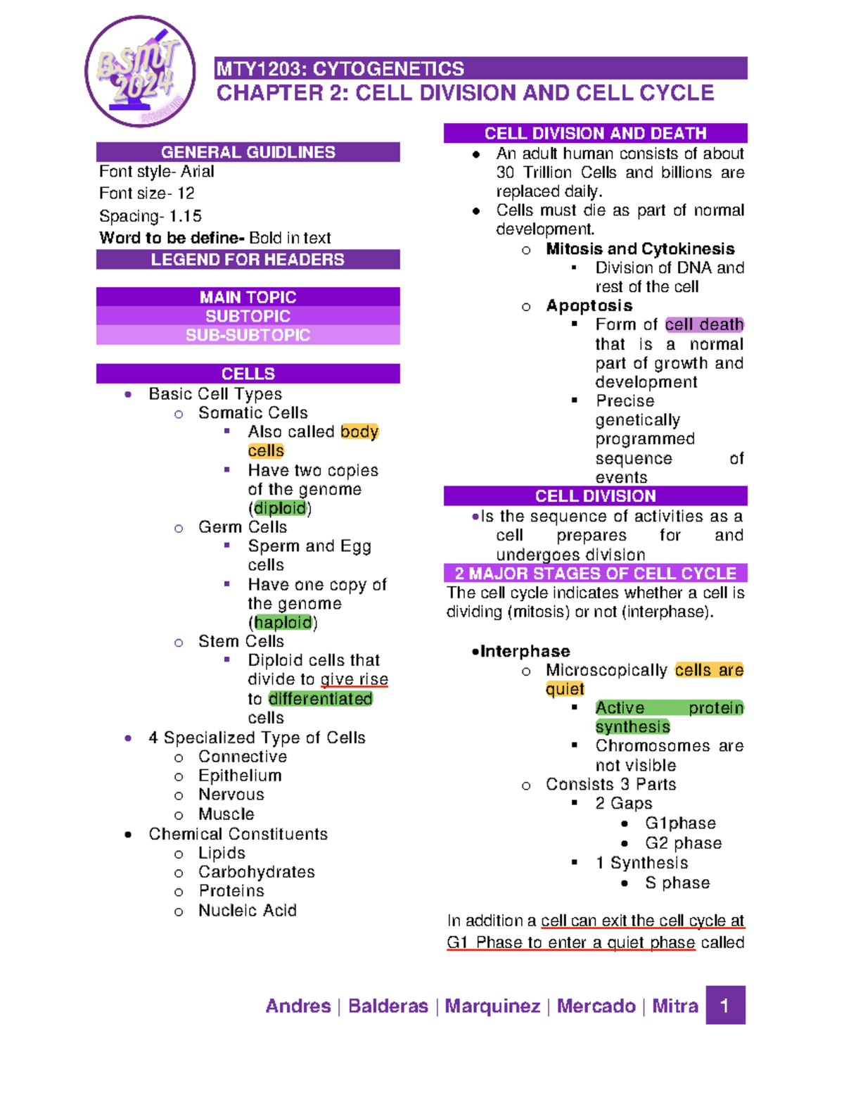 Lesson 1 - Cell Division and Cycle - MTY1203: CYTOGENETICS CHAPTER 2 ...
