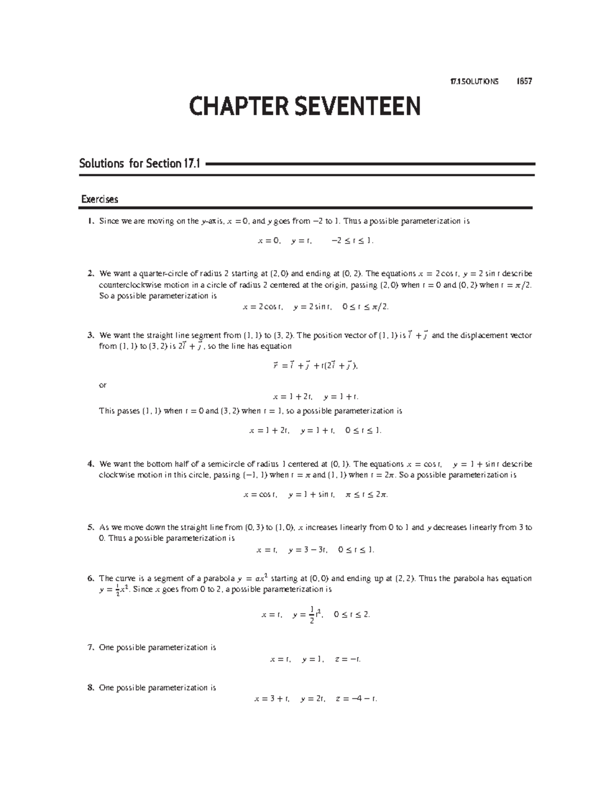 Ch17 - Yghjg - 17 SOLUTIONS 1857 CHAPTER SEVENTEEN Solutions for Section 17. Exercises Since we ...