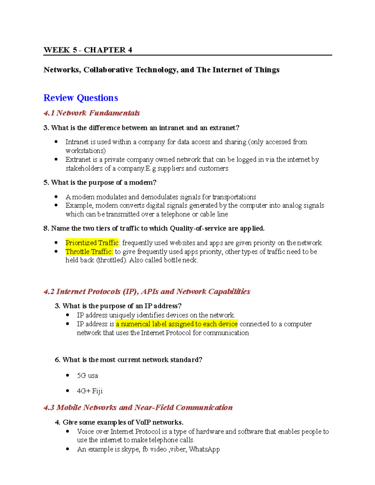 Chapter 4 - Tutorial Solutions - WEEK 5 CHAPTER 4 Networks ...
