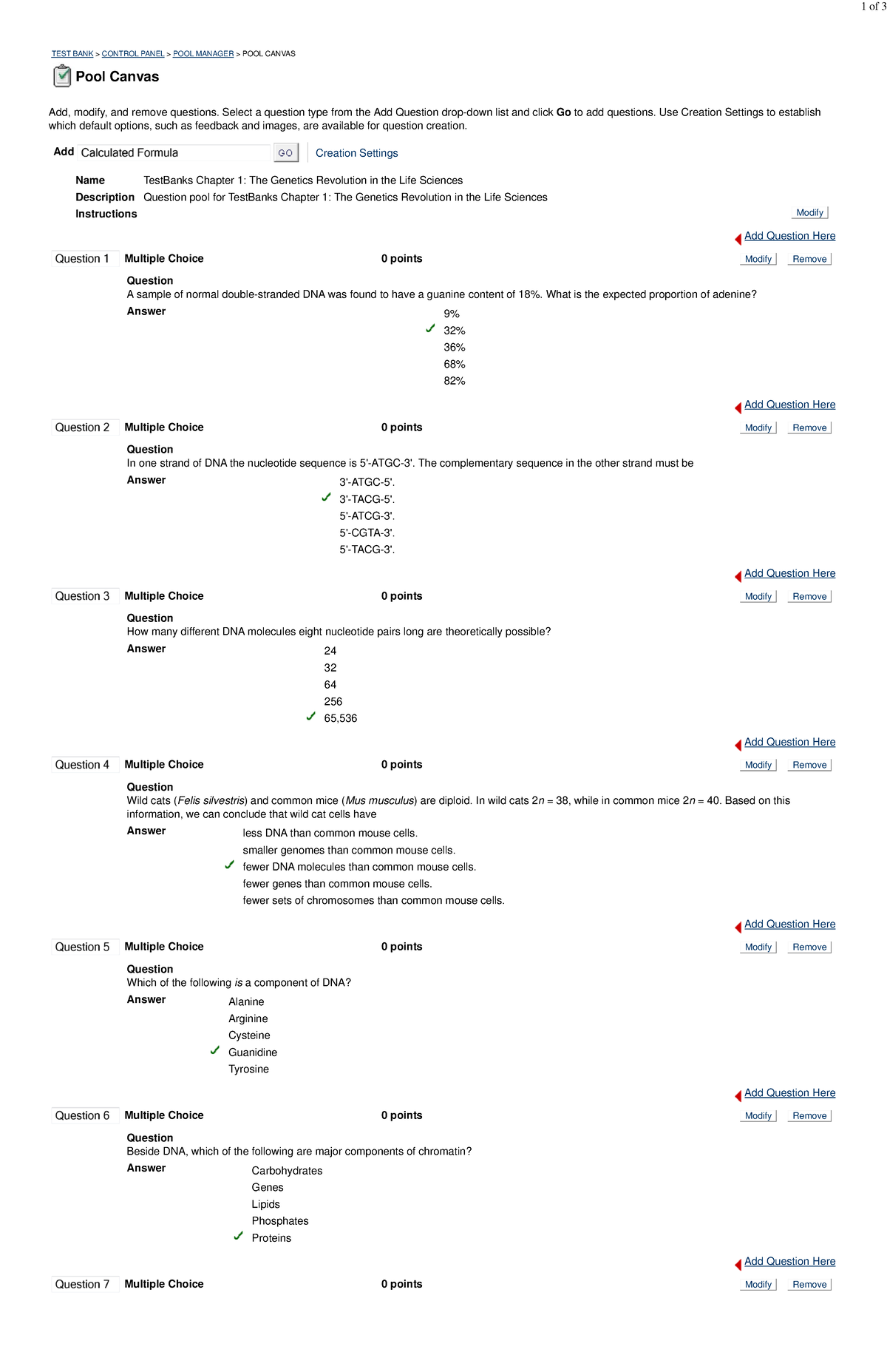 Test Bank for Introduction to Genetic An - 1 of 3 TEST BANK > CONTROL ...