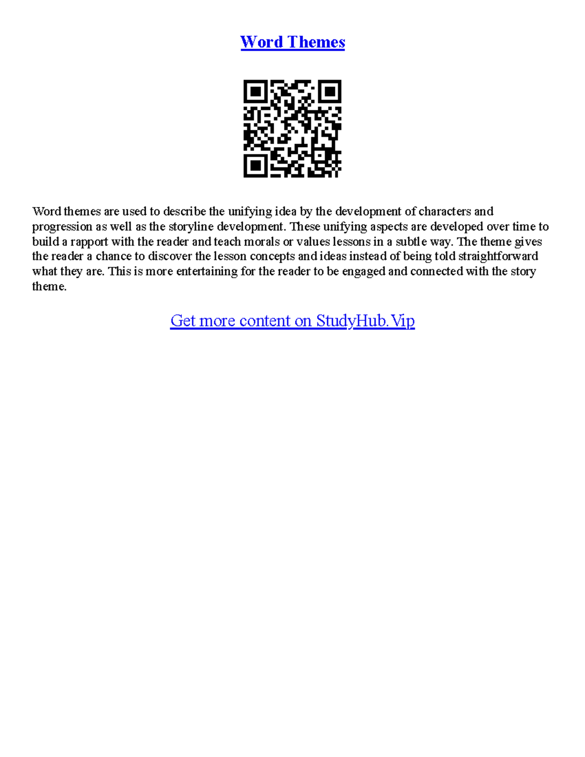 Essay Theme Essay Theme - Word Themes Word themes are used to describe ...