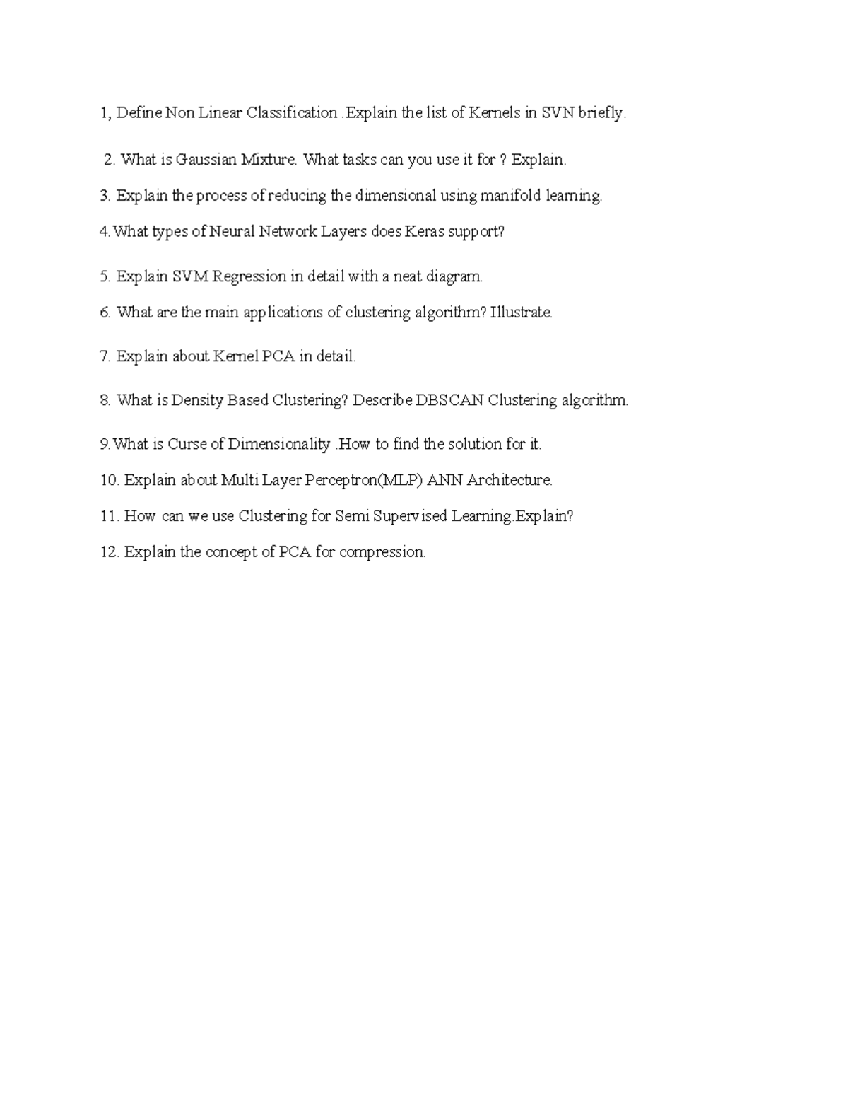 Ml imp questions - 1, Define Non Linear Classification .Explain the ...