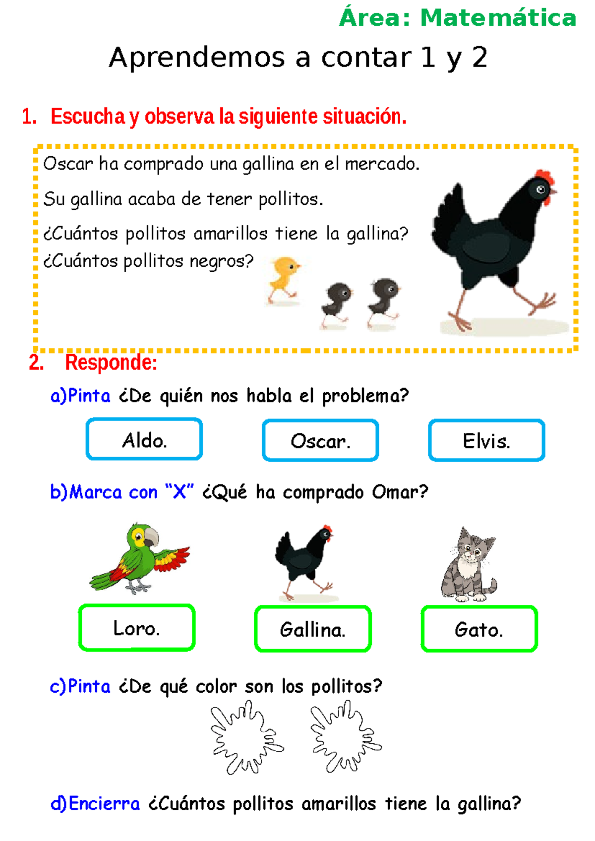 F. Aprendemos a contar 1 y 2 - 1. Escucha y observa la siguiente ...