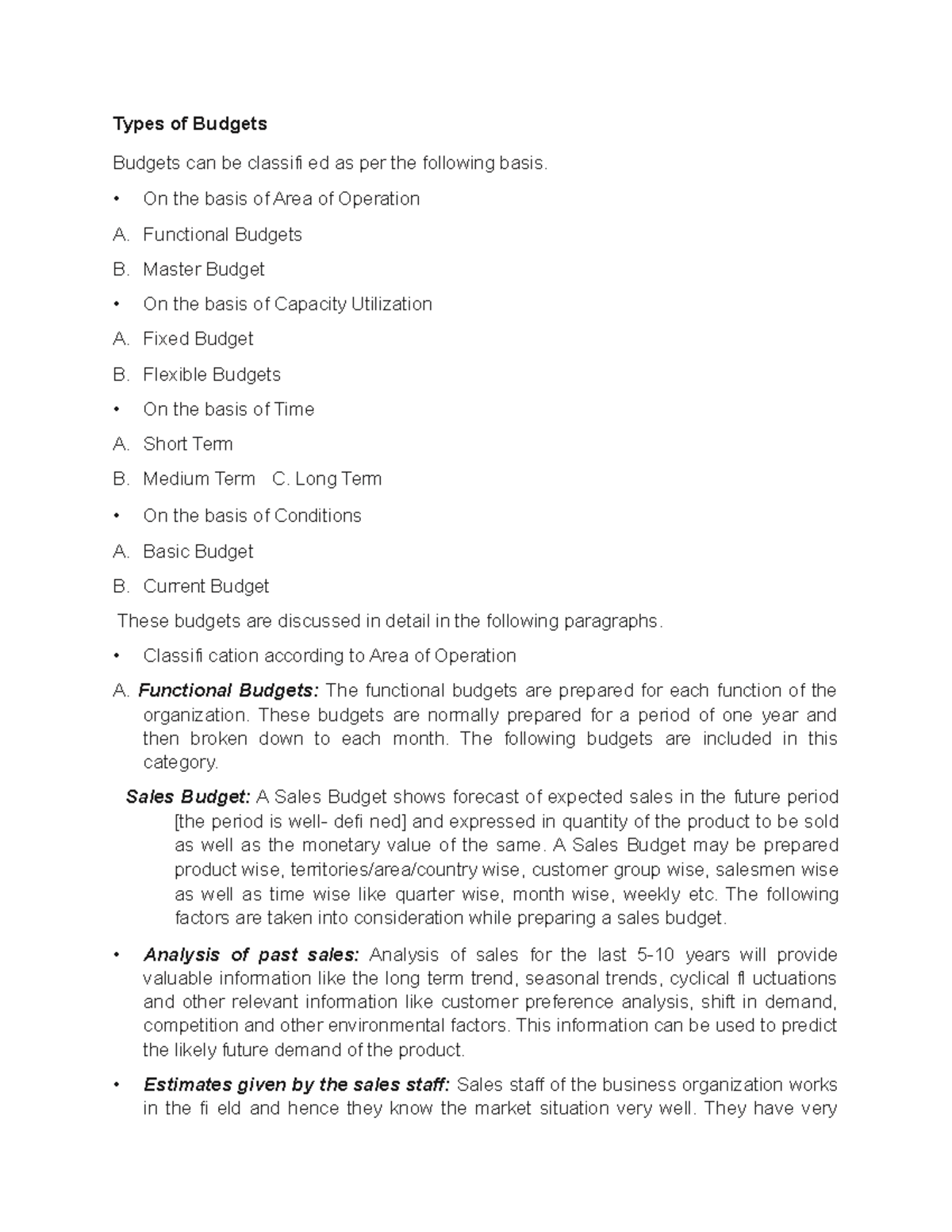 Types of Budgets - Types of Budgets Budgets can be classifi ed as per ...