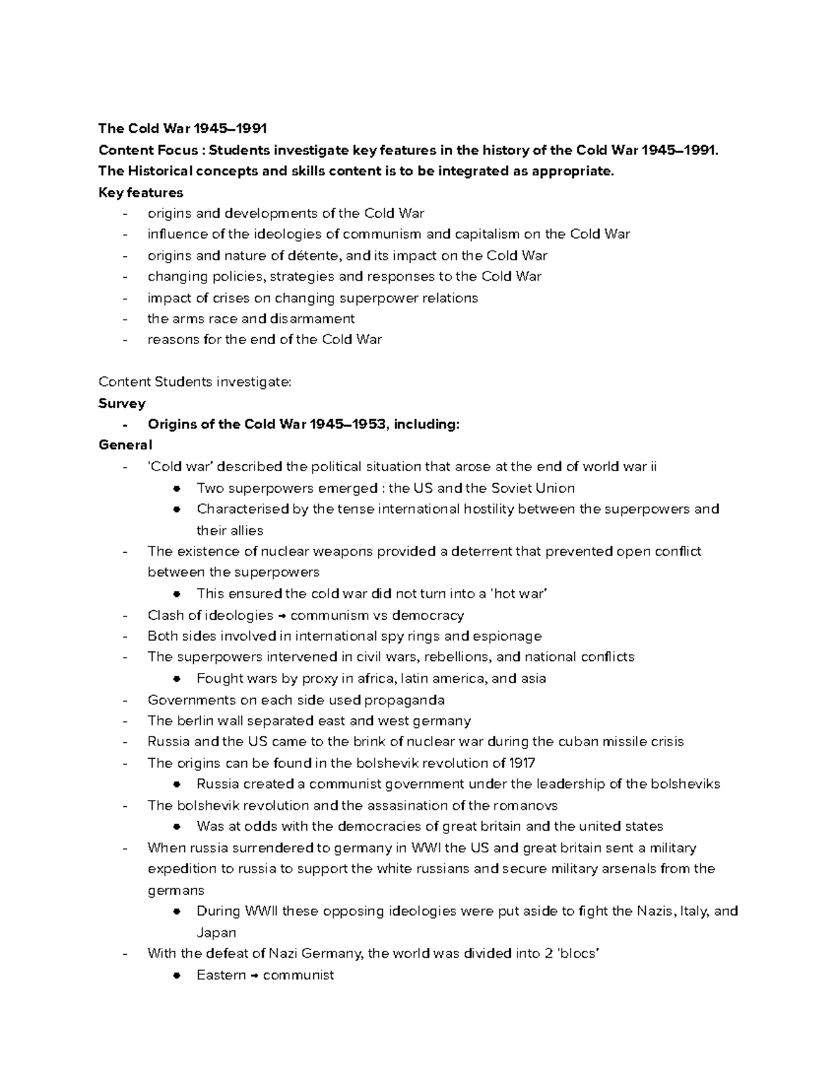 MOD HIS Syllabus - The Cold War 1945–1991 - The Cold War 1945– Content ...