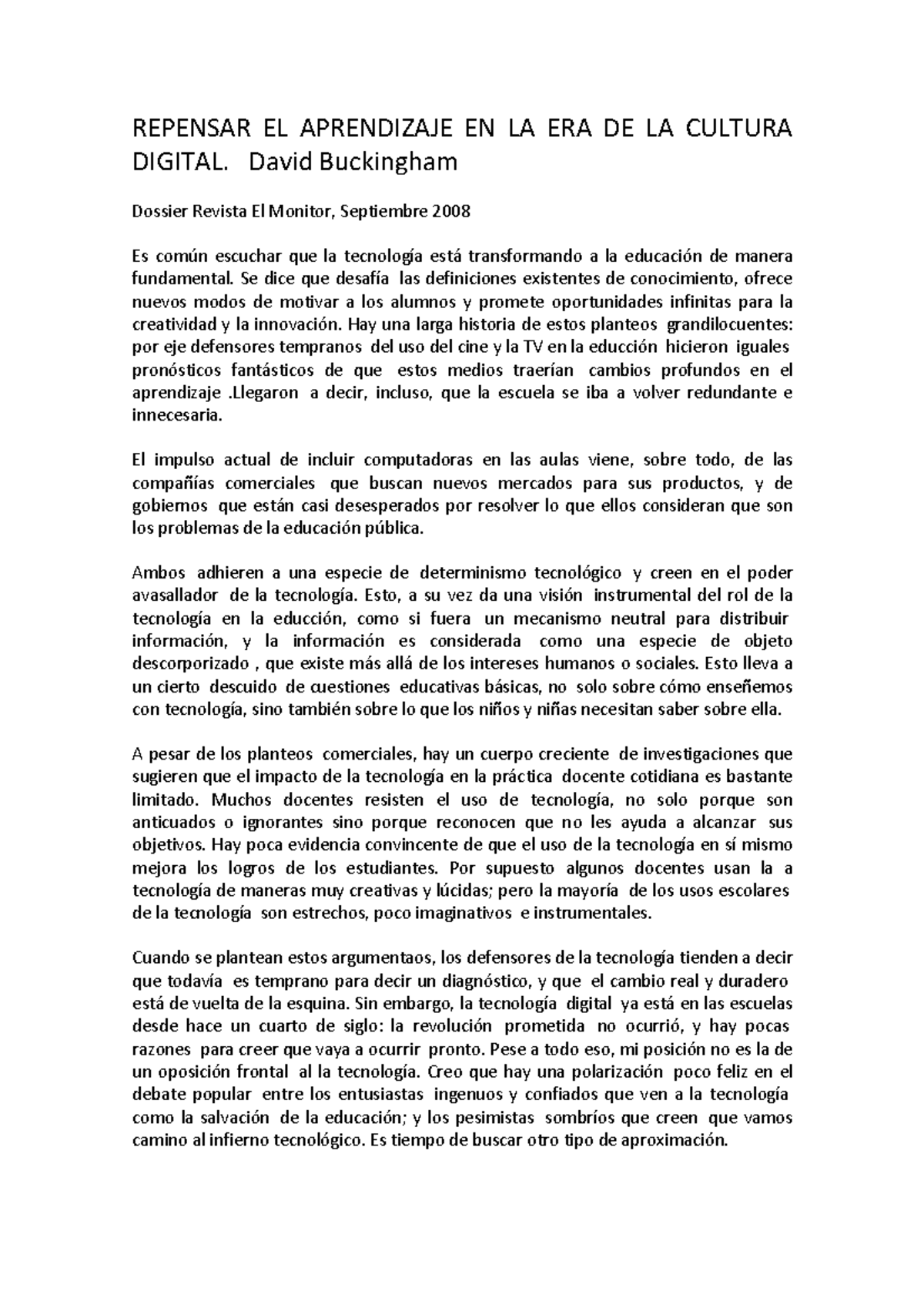 1-Cultura digital - REPENSAR EL APRENDIZAJE EN LA ERA DE LA CULTURA ...