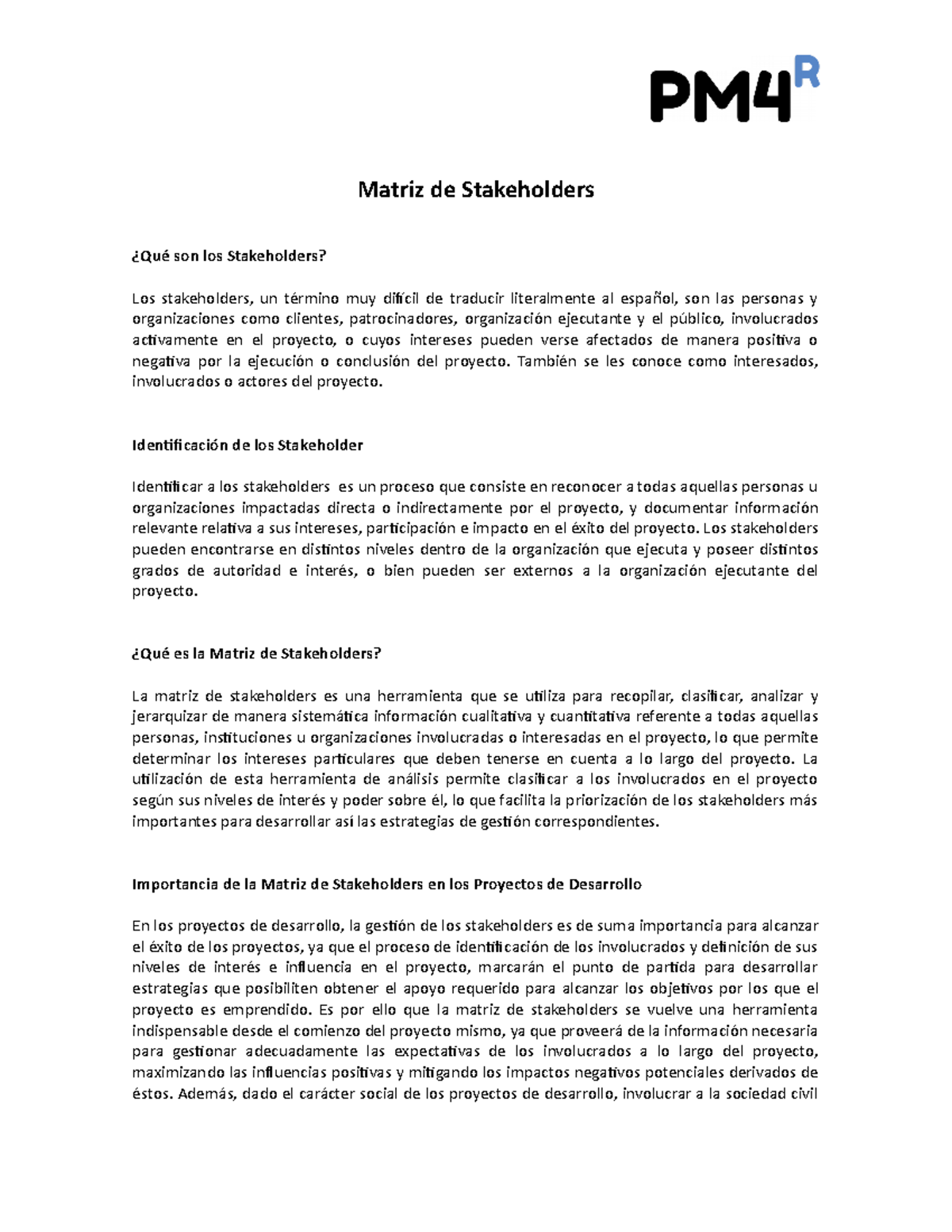 Matriz de Stakeholders - Guia - Matriz de Stakeholders ¿Qué son los ...