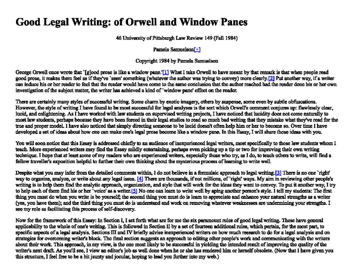 Good legal writing - Pamela A - Bachelor of Law (DU LLB Entrance Exam ...
