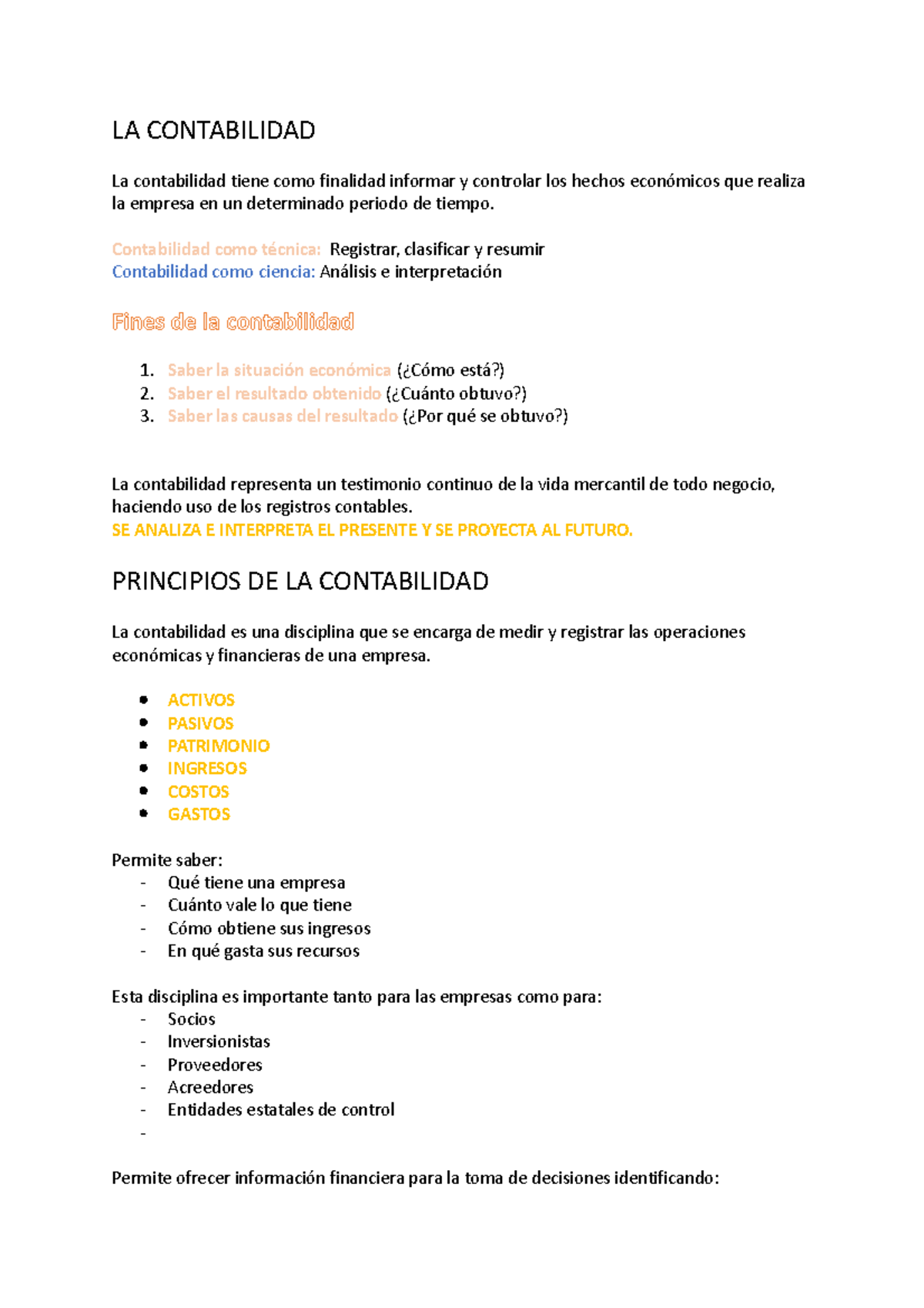 LA Contabilidad - LA CONTABILIDAD La contabilidad tiene como finalidad ...