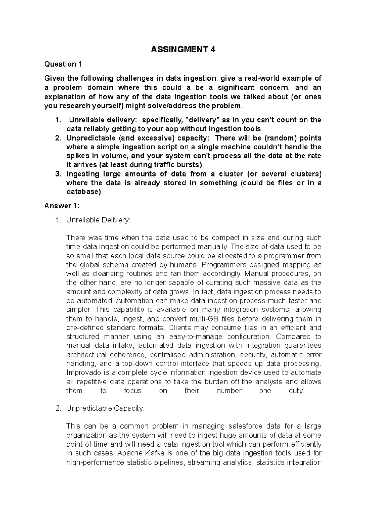 Assignment 4 - Based upon the Data Ingestion part of Big data - AMOD 5410H - TrentU - Studocu