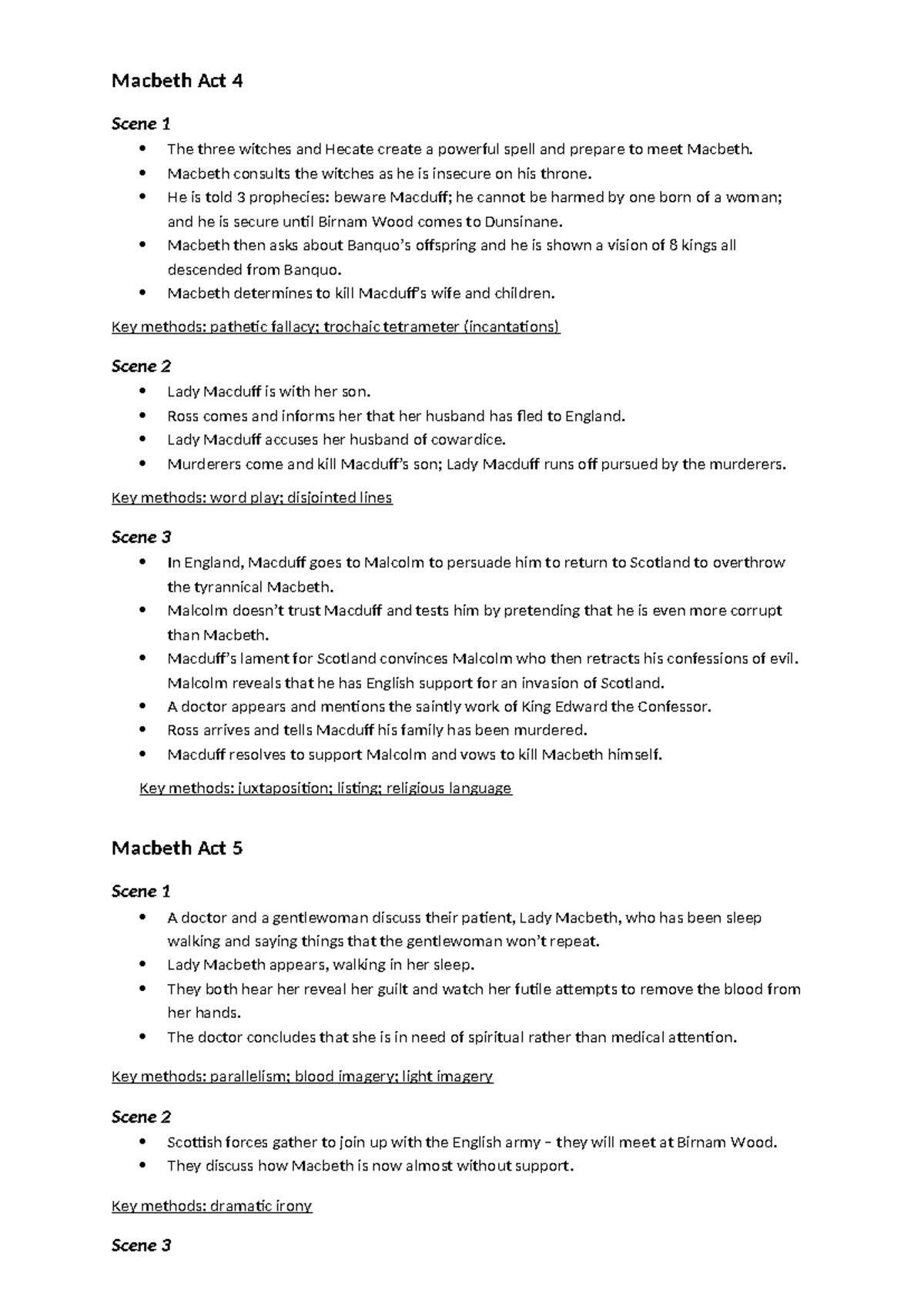Macbeth revision - Act 4 and 5 - Macbeth Act 4 Scene 1 The three ...