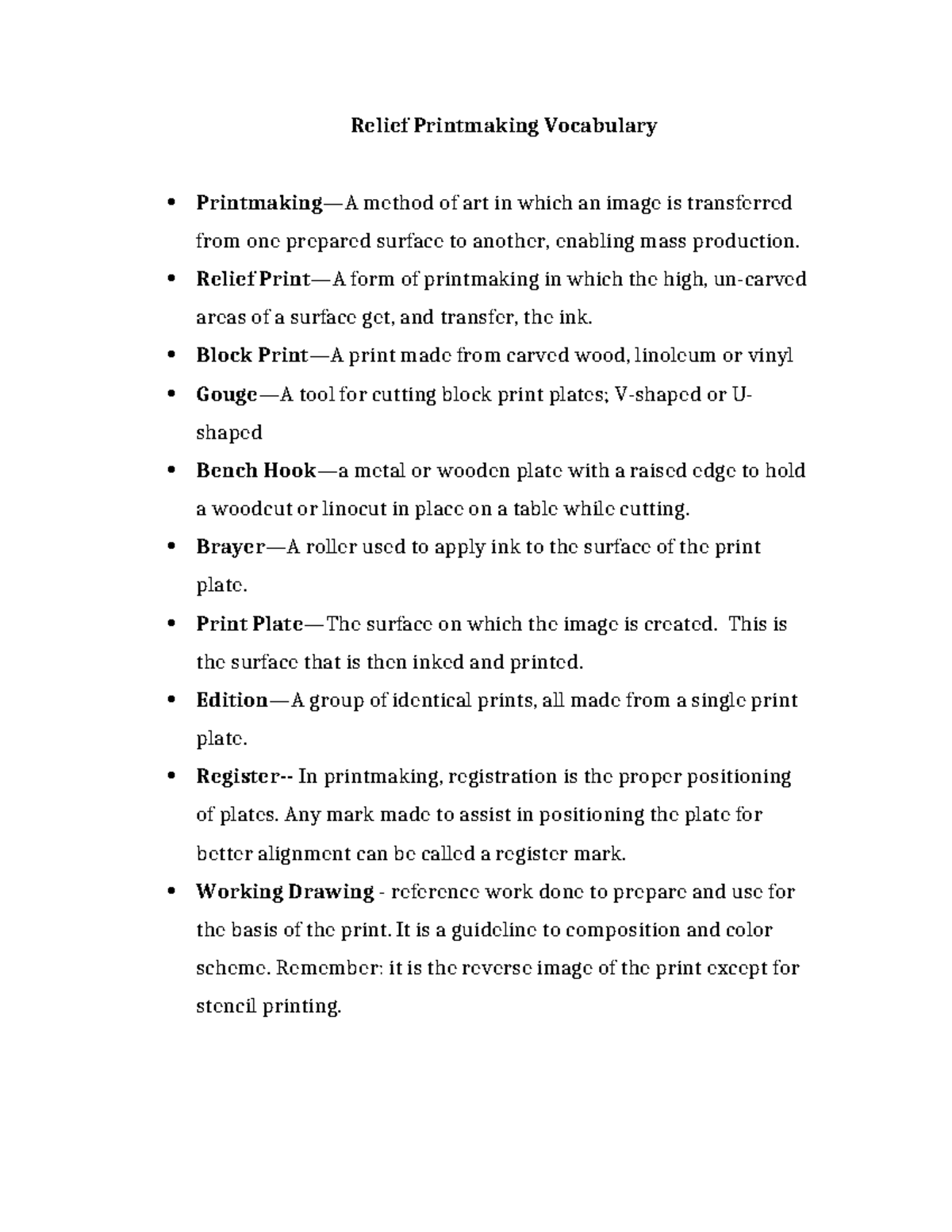 Relief Printmaking Vocabulary - Relief Print—A form of printmaking in ...