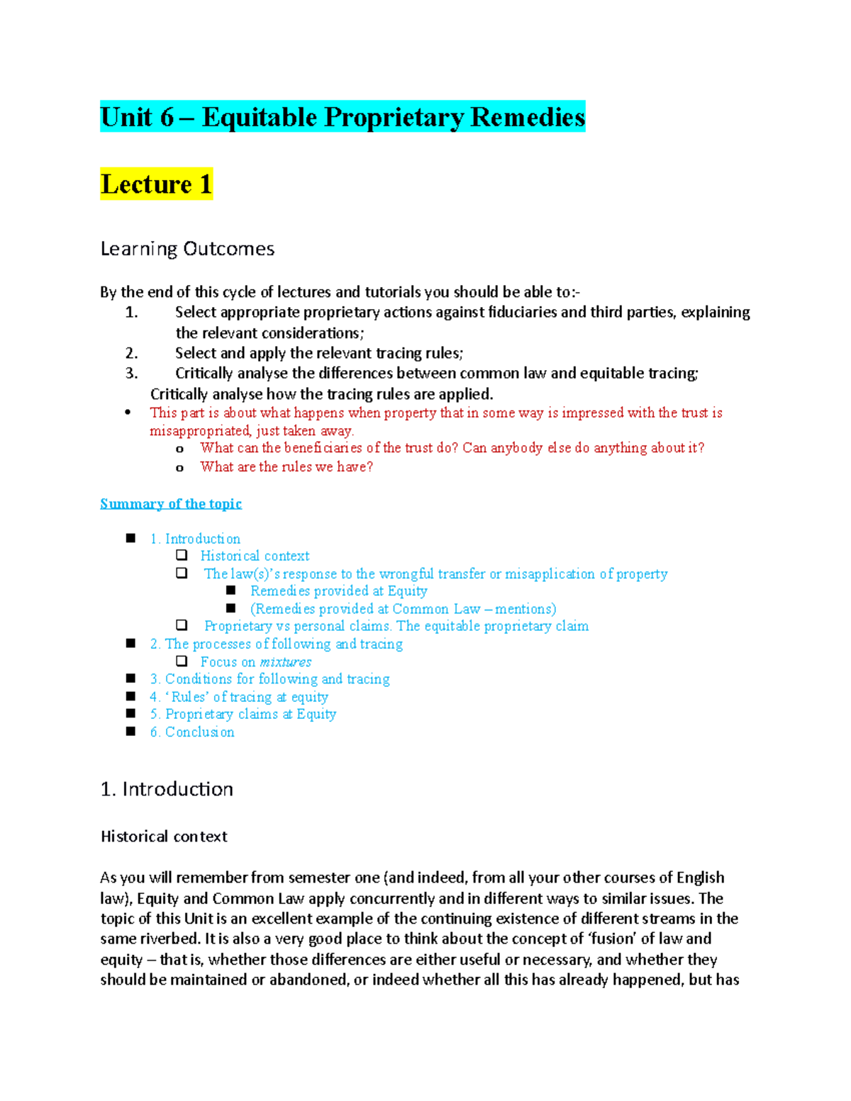 cnjxhbhb sokksss - Unit 6 – Equitable Proprietary Remedies Lecture 1 ...