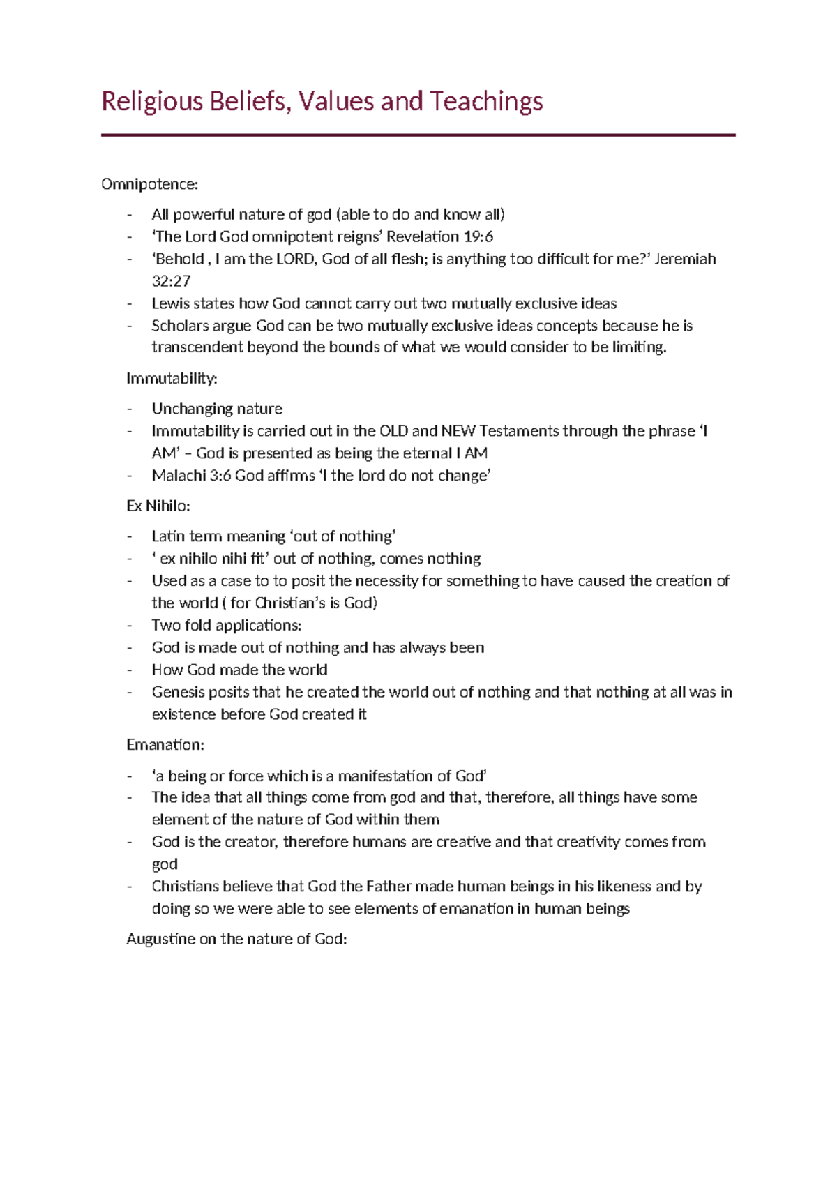 Religious beliefs and teachings - Religious Beliefs, Values and ...