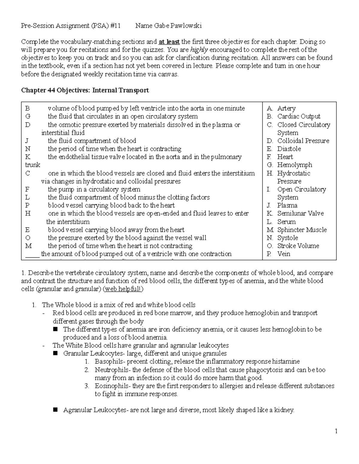 PSA 11- Gabe Pawlowski - Pre-Session Assignment (PSA) #11 Name Gabe ...