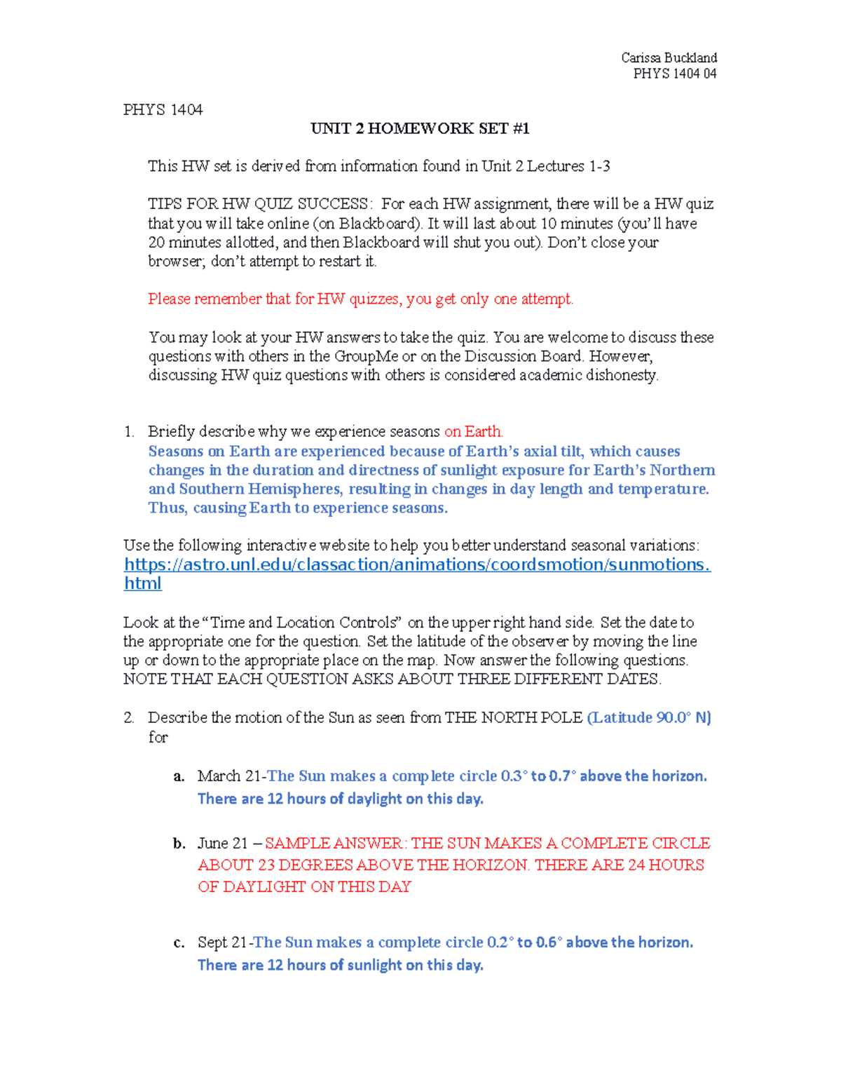 1404 Unit 2 HW 1 Cbuckland - PHYS 1404 04 PHYS 1404 UNIT 2 HOMEWORK SET ...
