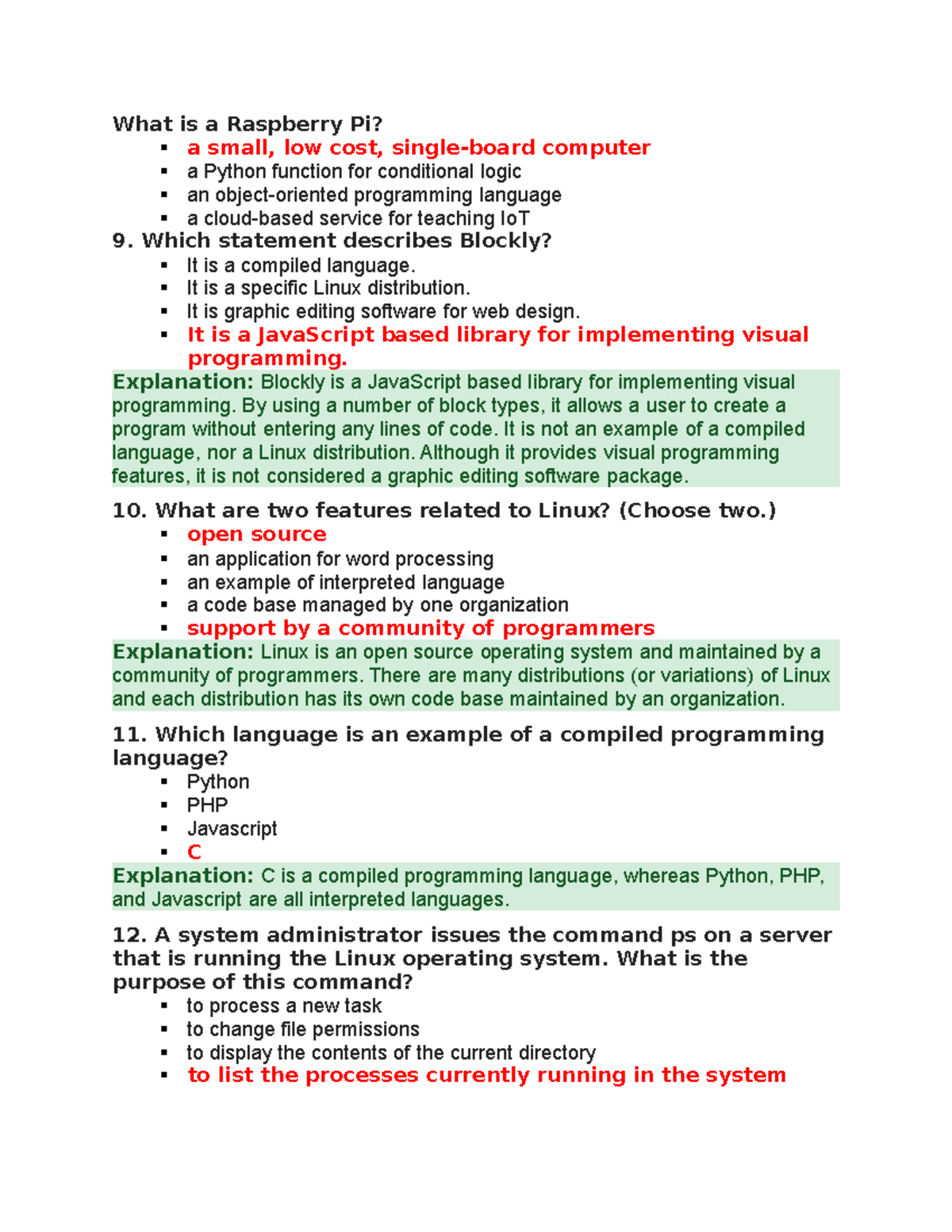 Iot s2 - What is a Raspberry Pi? Which statement describes Blockly ...