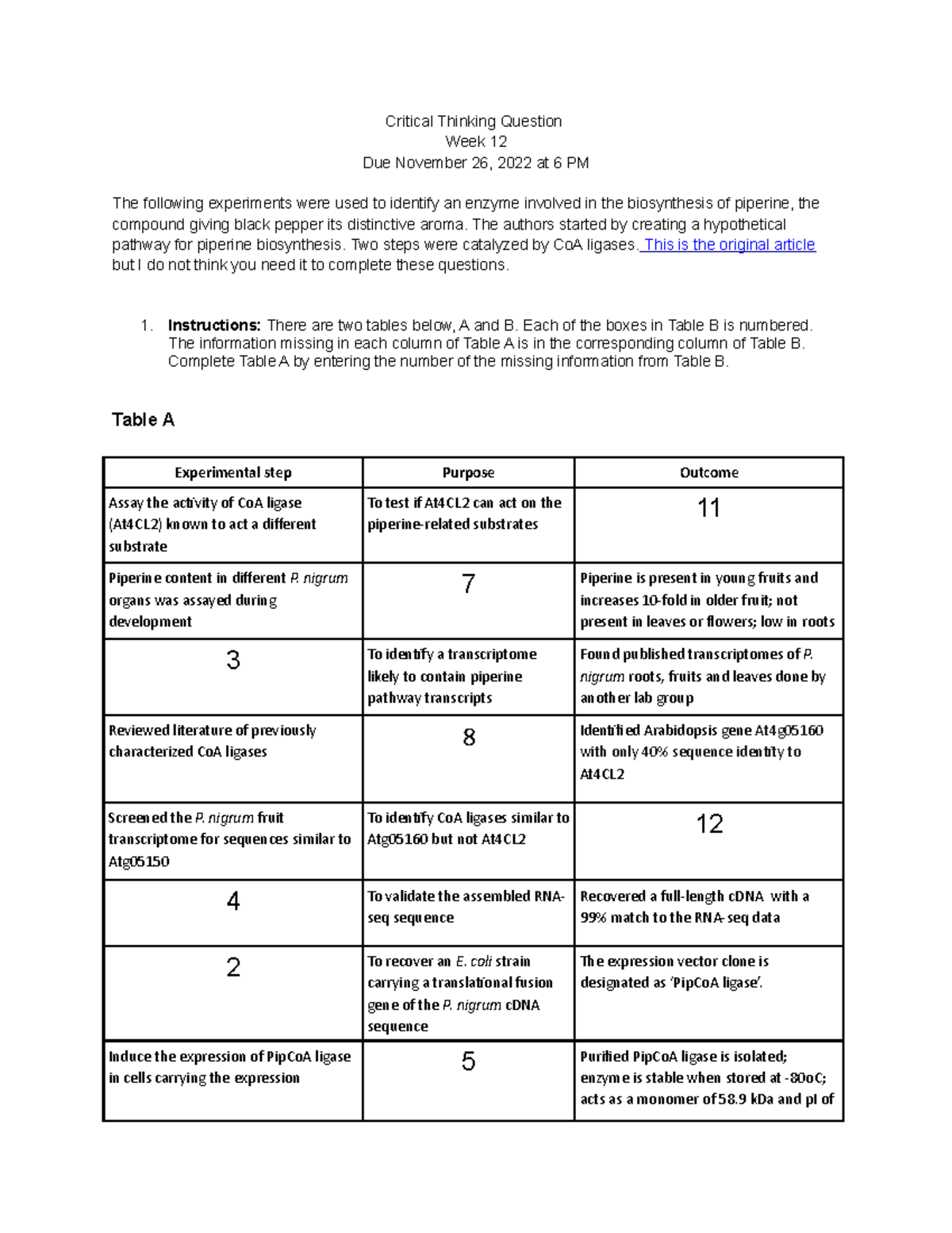 CTQ 12 - WORKSHEET - Critical Thinking Question Week 12 Due November 26 ...