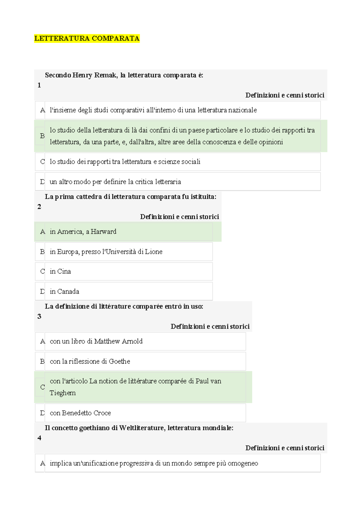 Critica letteraria e letterature comparate - LETTERATURA COMPARATA 1 ...