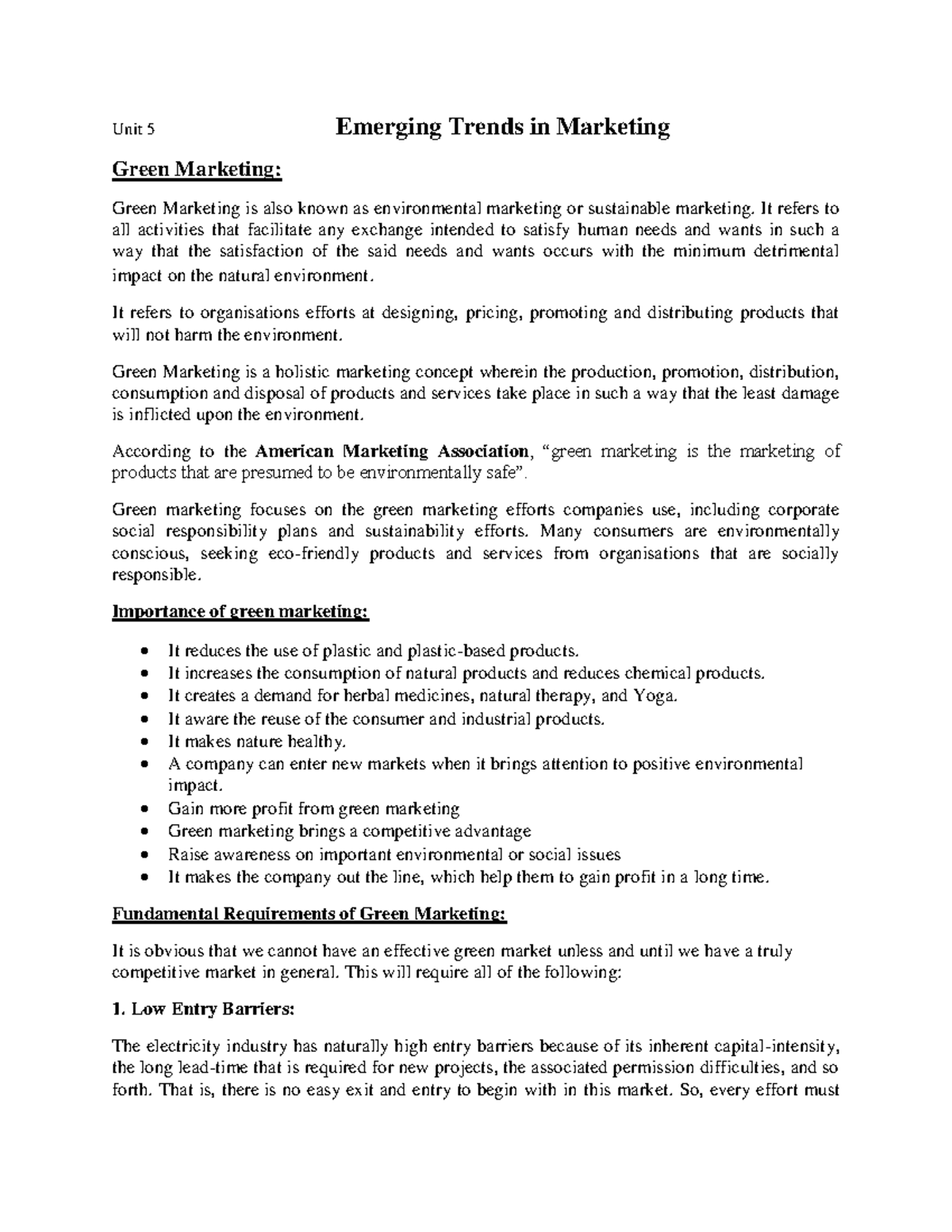 Unit 5 Emerging Trends in Marketing - Unit 5 Emerging Trends in ...
