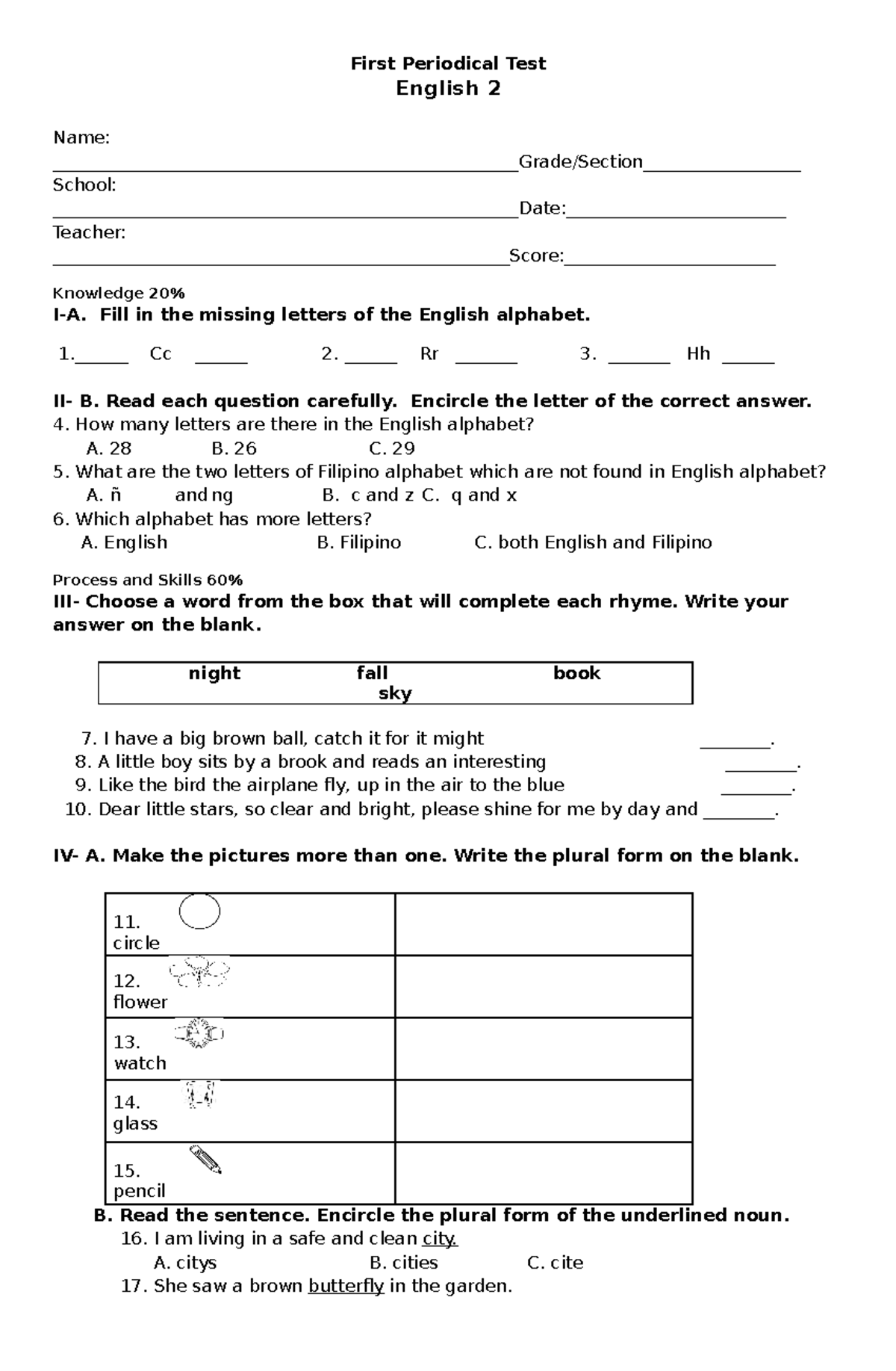 289199131 English 2 First Periodical Test - First Periodical Test ...