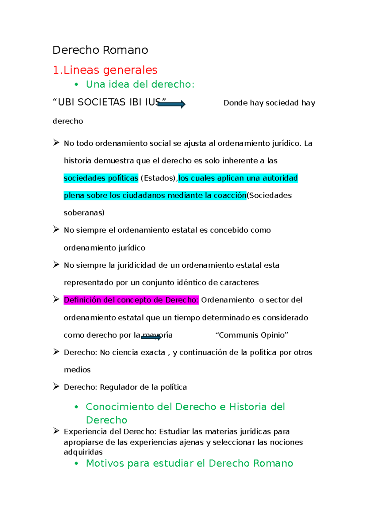 Derecho Romano - EXAMEN - Derecho Romano 1 generales Una idea del ...