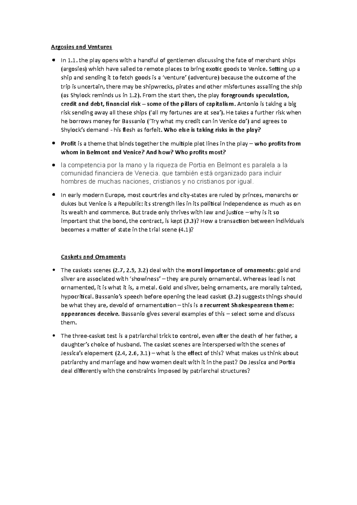 RG MERC - merchant venice summary - Argosies and Ventures In 1. the ...