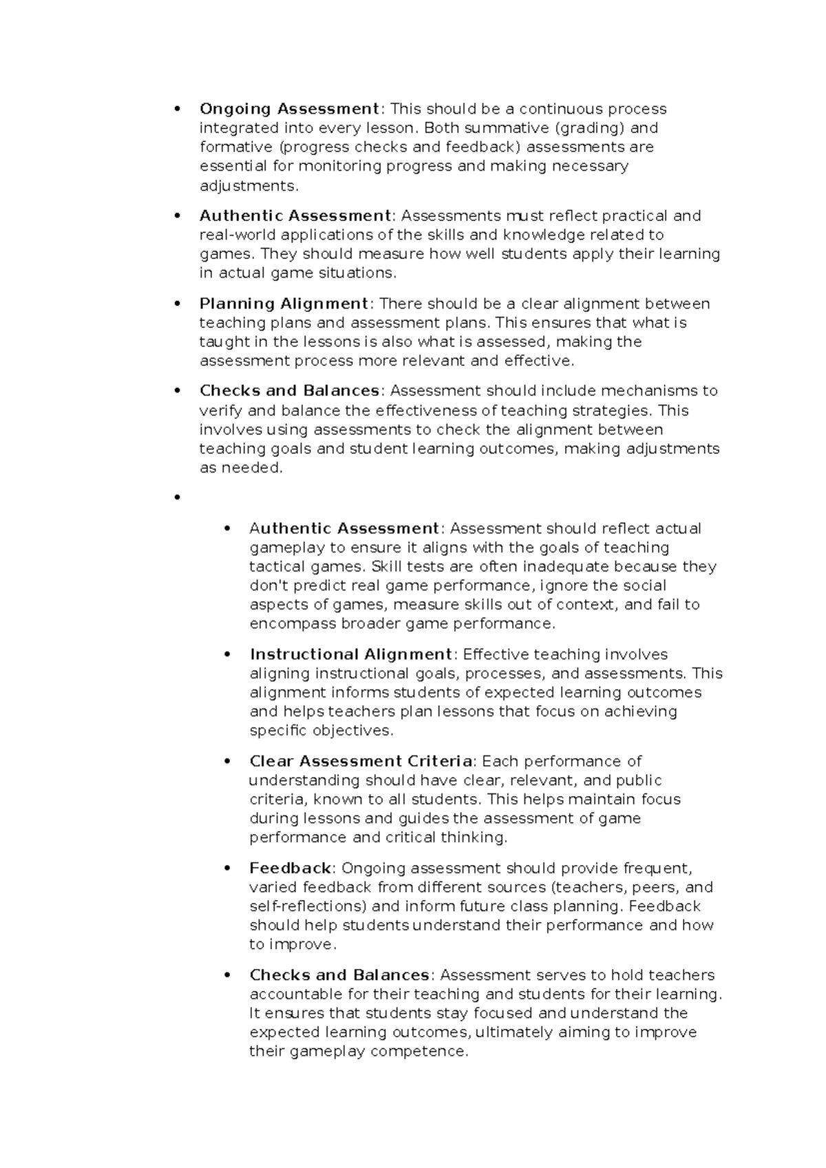 l5 study notes - Ongoing Assessment: This should be a continuous ...
