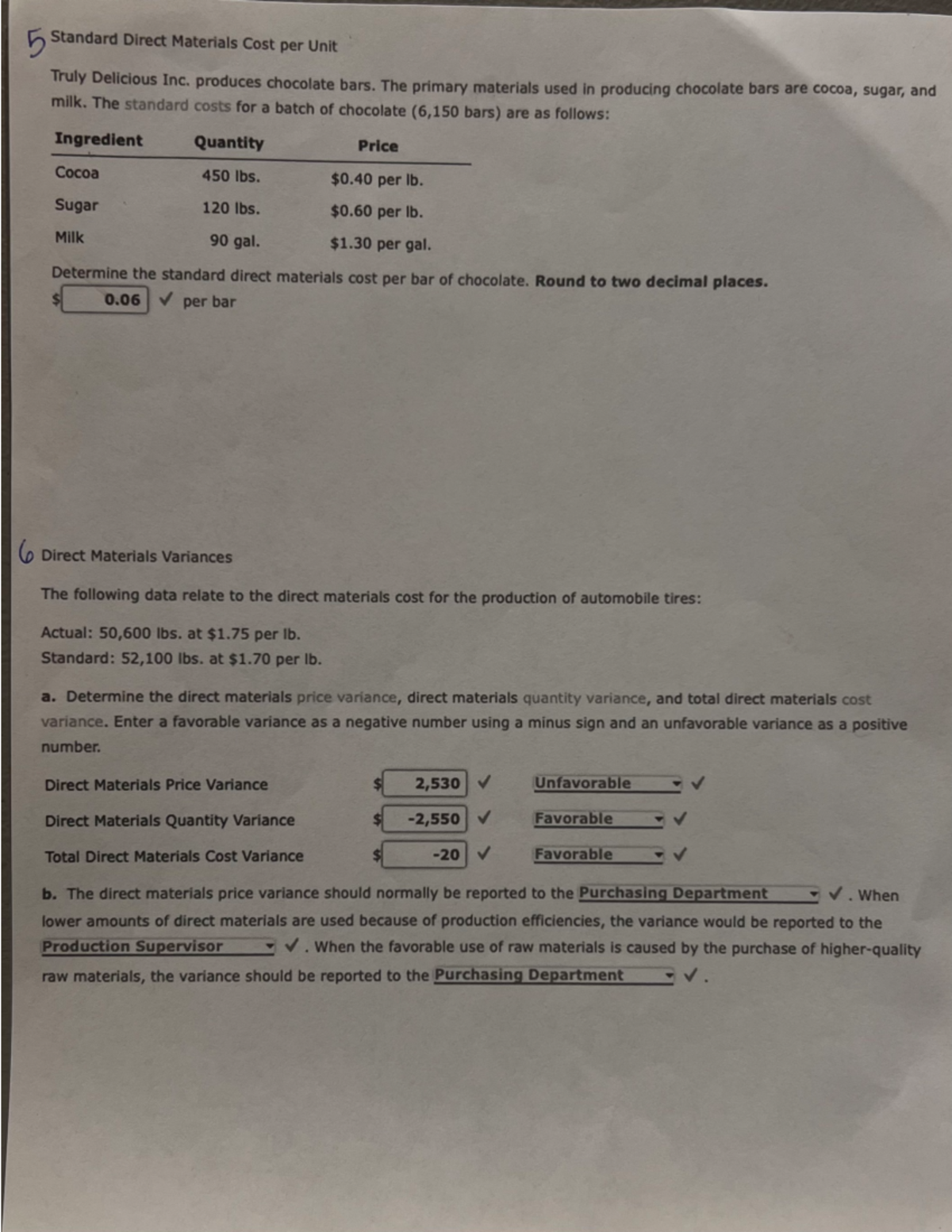 IMG 0058 - STANDARD DIRECT MATERIALS COST PER UNIT - ACCT 2402 - Studocu