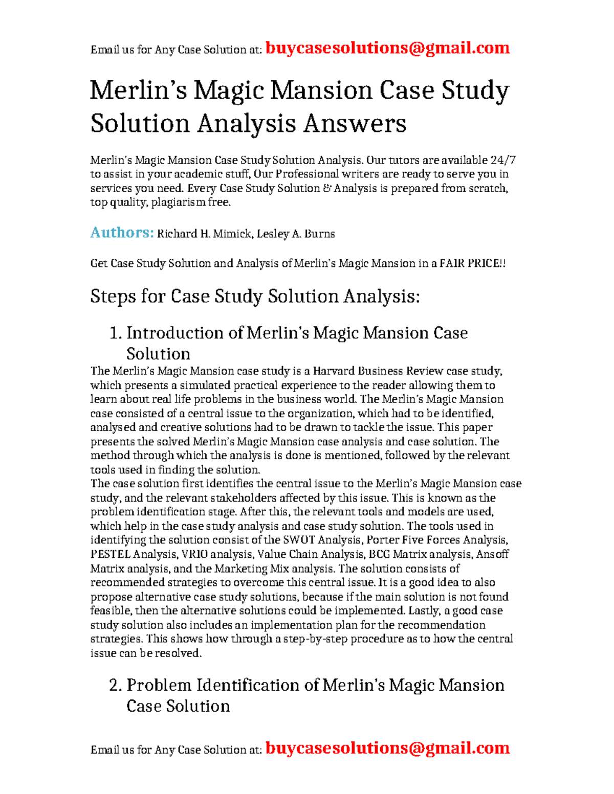 Case Solution Merlin's Magic Mansion - Merlin’s Magic Mansion Case Study Solution Analysis ...