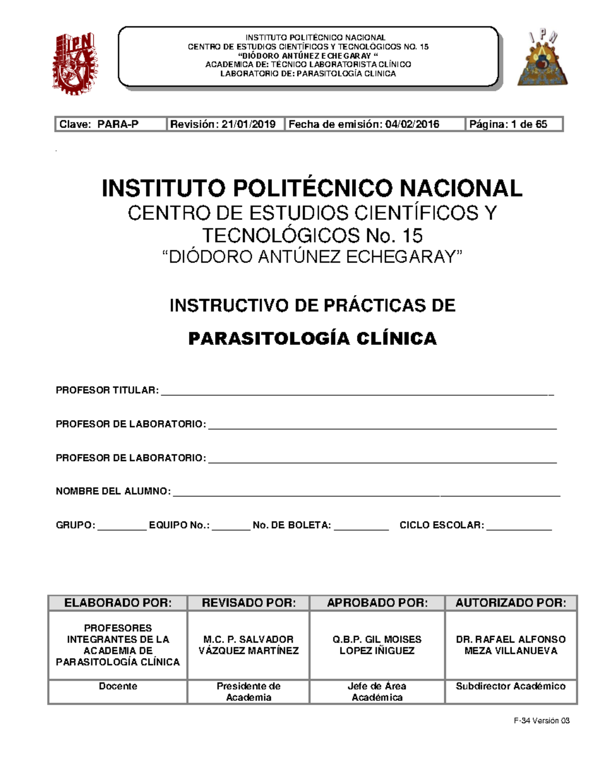 18 01 19 Manual DE Practicas Para sitologia FCO (2) - Clave: PARA-P ...