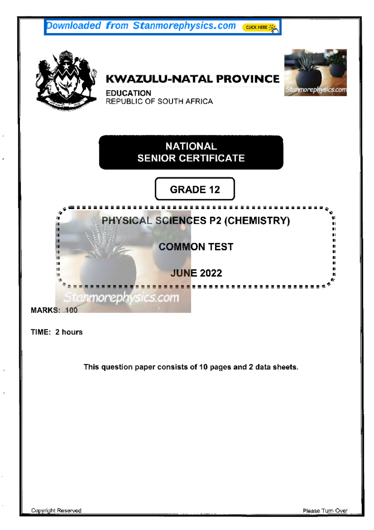 Physical Science Grade 12 June 2022 P2 and Memo - Studocu
