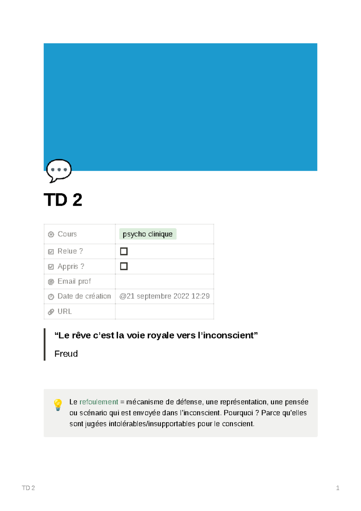 83f76680-3a1b-4a1b-aec0-5701494 f2d6b TD 2 - TD 2 Cours psycho clinique ...