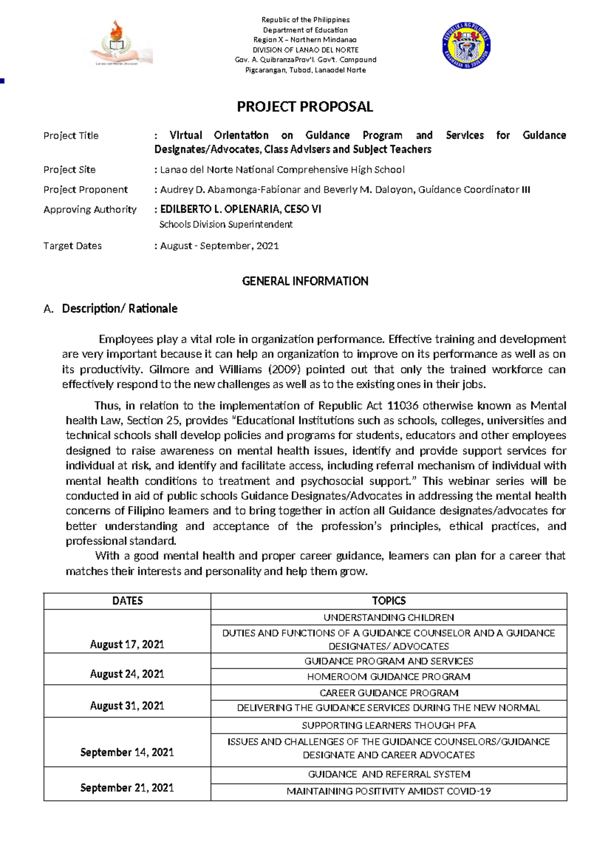 Guidance-Proposal 2 - Guidance counseling is the process of helping ...