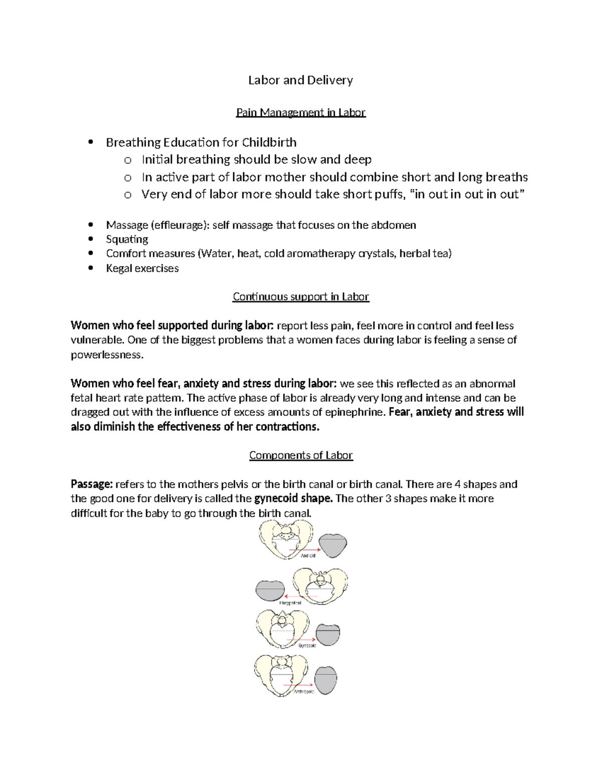 Maternity lecture wk 2 exam 1 - Labor and Delivery Pain Management in ...