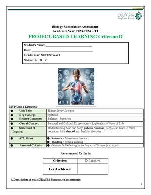 Y2-Summative Assessment Criteria B and C- Lab Investigation-T1-2023 ...