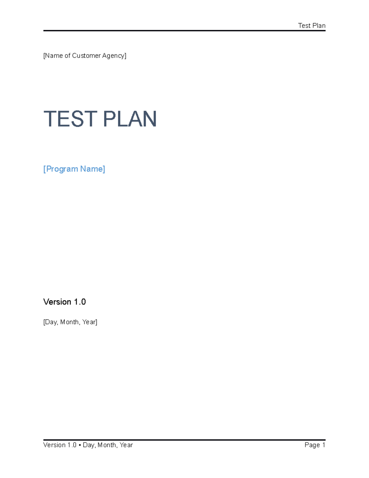 M3 Playbook Test Plan Template - [Name of Customer Agency] TEST PLAN ...