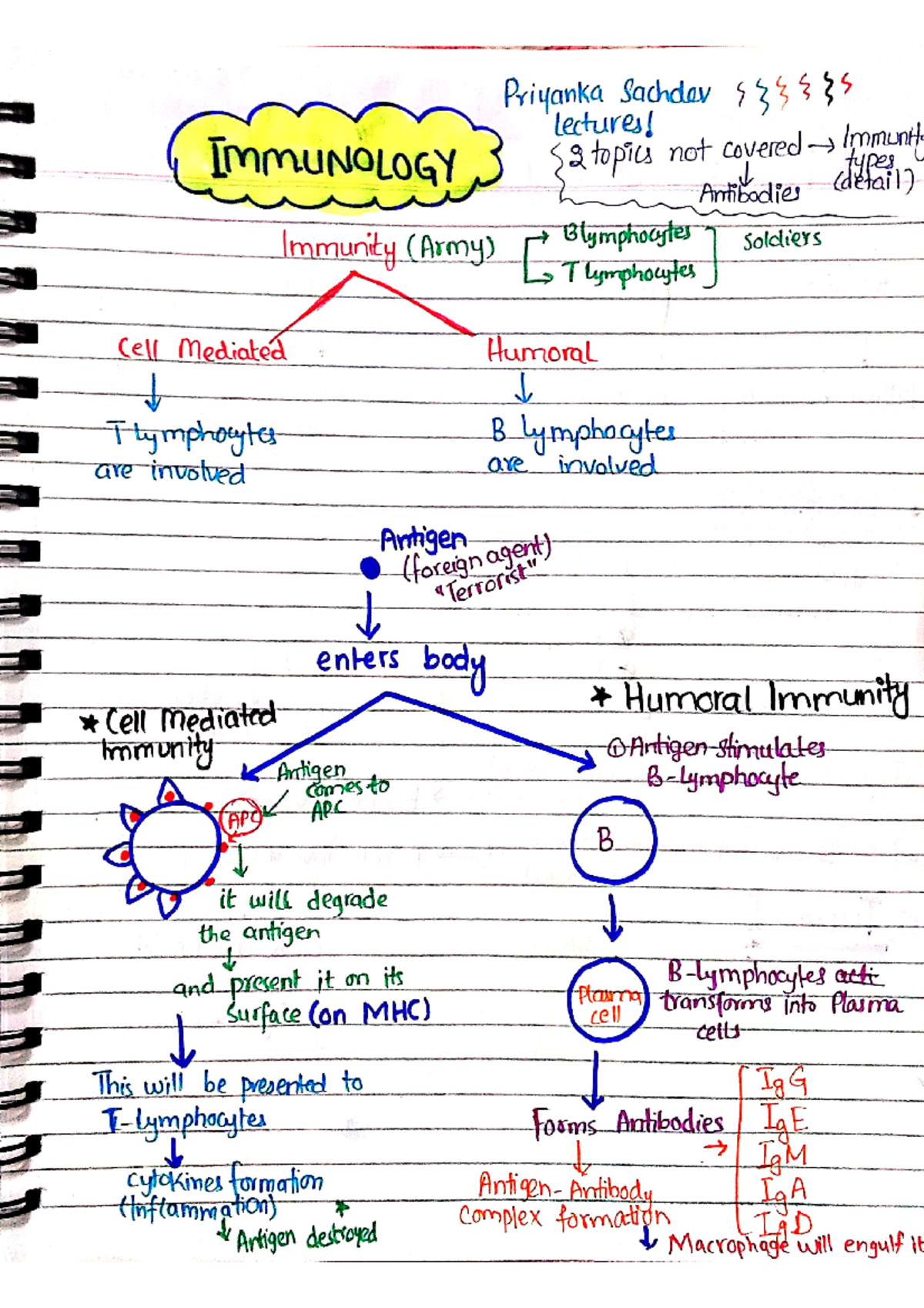 Immunology patho notes - Priyanka Sachdev lectures! IMMUNOLOGY 2 topics ...