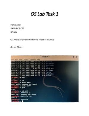 FA20-BCS-075 copy - Assignment task - Operating Systems - Operating system Lab Task 1 Farid khan ...